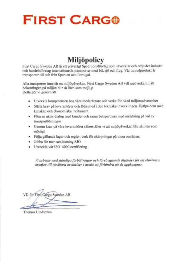 First Cargo Sweden – First Cargo Sweden